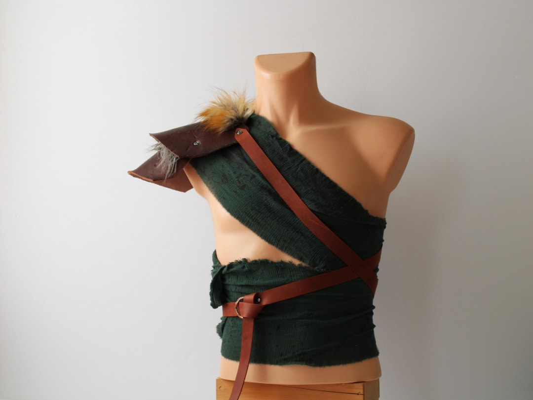 Distressed Leather Shoulder Slim Armor Pauldron and Wrap Scarf ...