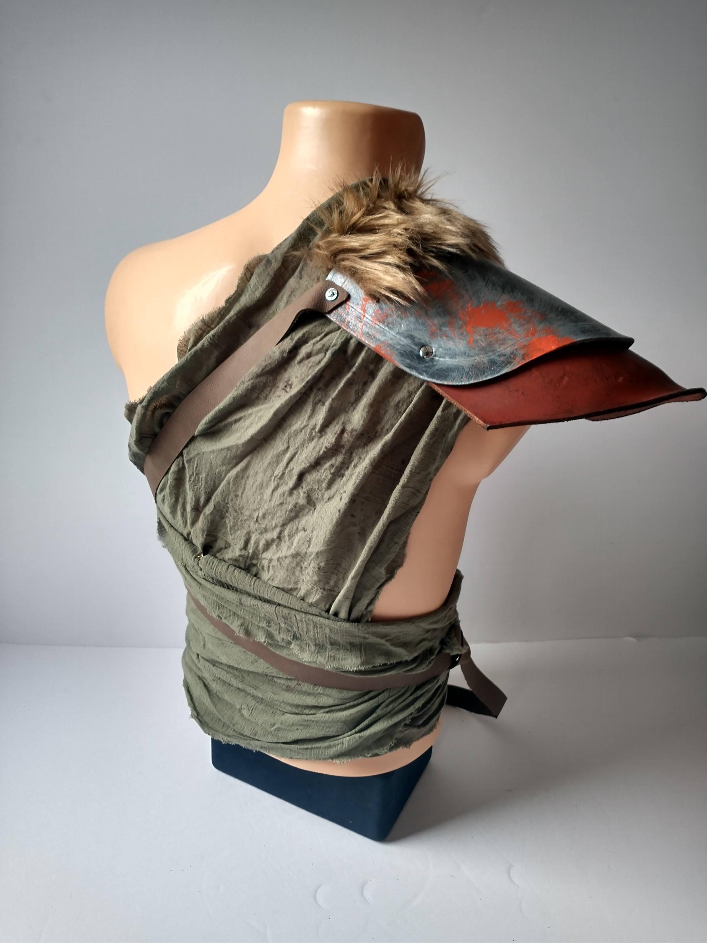 Distressed Leather Shoulder Armor Pauldron With Cotton Wrap and ...