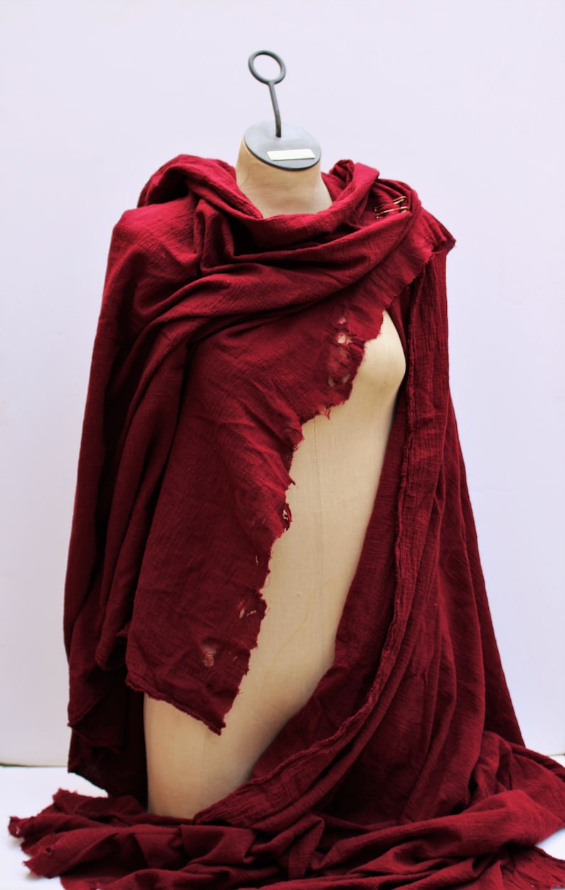 Oxblood Maroon Wrap Shawl Rough Cotton Shoulder Cloak Shemagh | Etsy