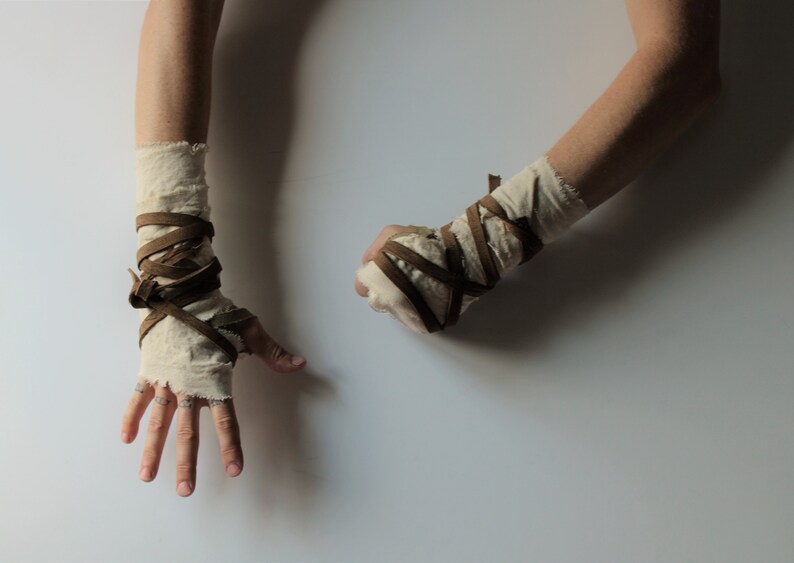 Distressed Undyed Cotton Hand Wraps Primitive Leather Fist - Etsy