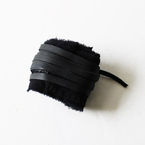 Distressed Black Cotton Hand Wraps, Primitive Leather Fist Wraps, Thumb ...