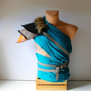 Distressed Leather Shoulder Slim Armor Pauldron, Cotton Shawl ...