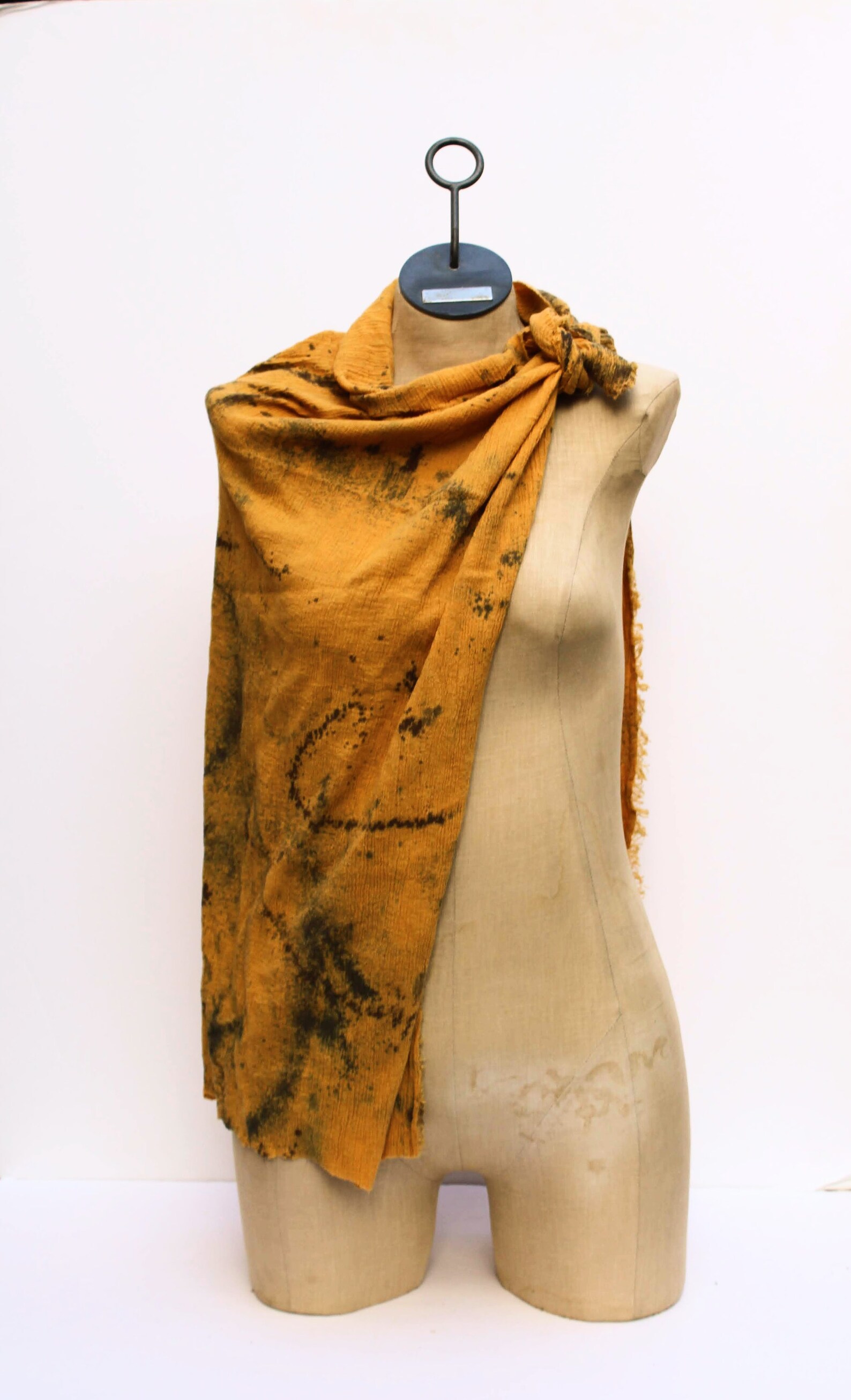 Post Apocalyptic Distressed Scarf, Splatter Dyed Gold Bandana, Ragged ...