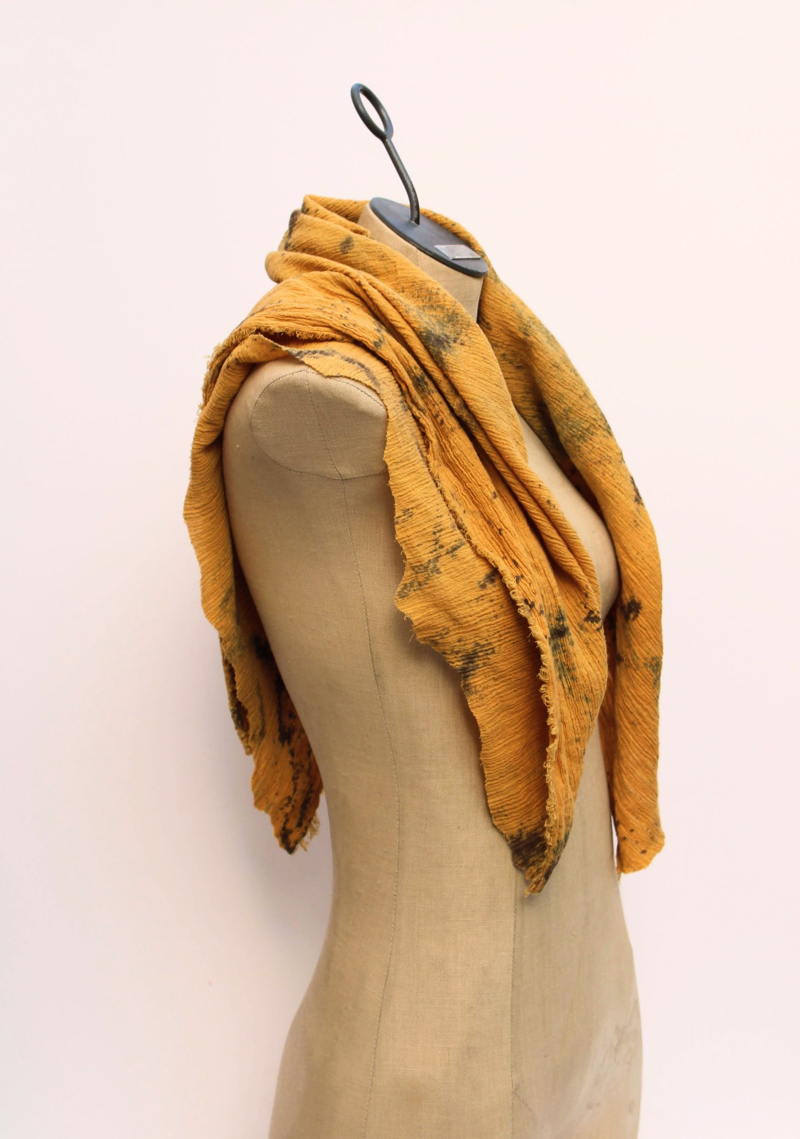 Post Apocalyptic Distressed Scarf, Splatter Dyed Gold Bandana, Ragged ...