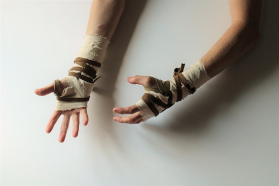 Distressed Undyed Cotton Hand Wraps Primitive Leather Fist - Etsy