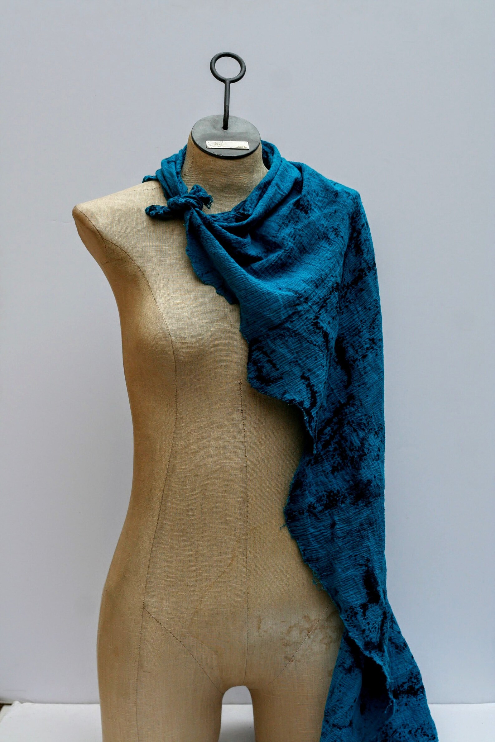 Distressed Small Shawl Splatter Blue Shoulder Wrap Ragged | Etsy