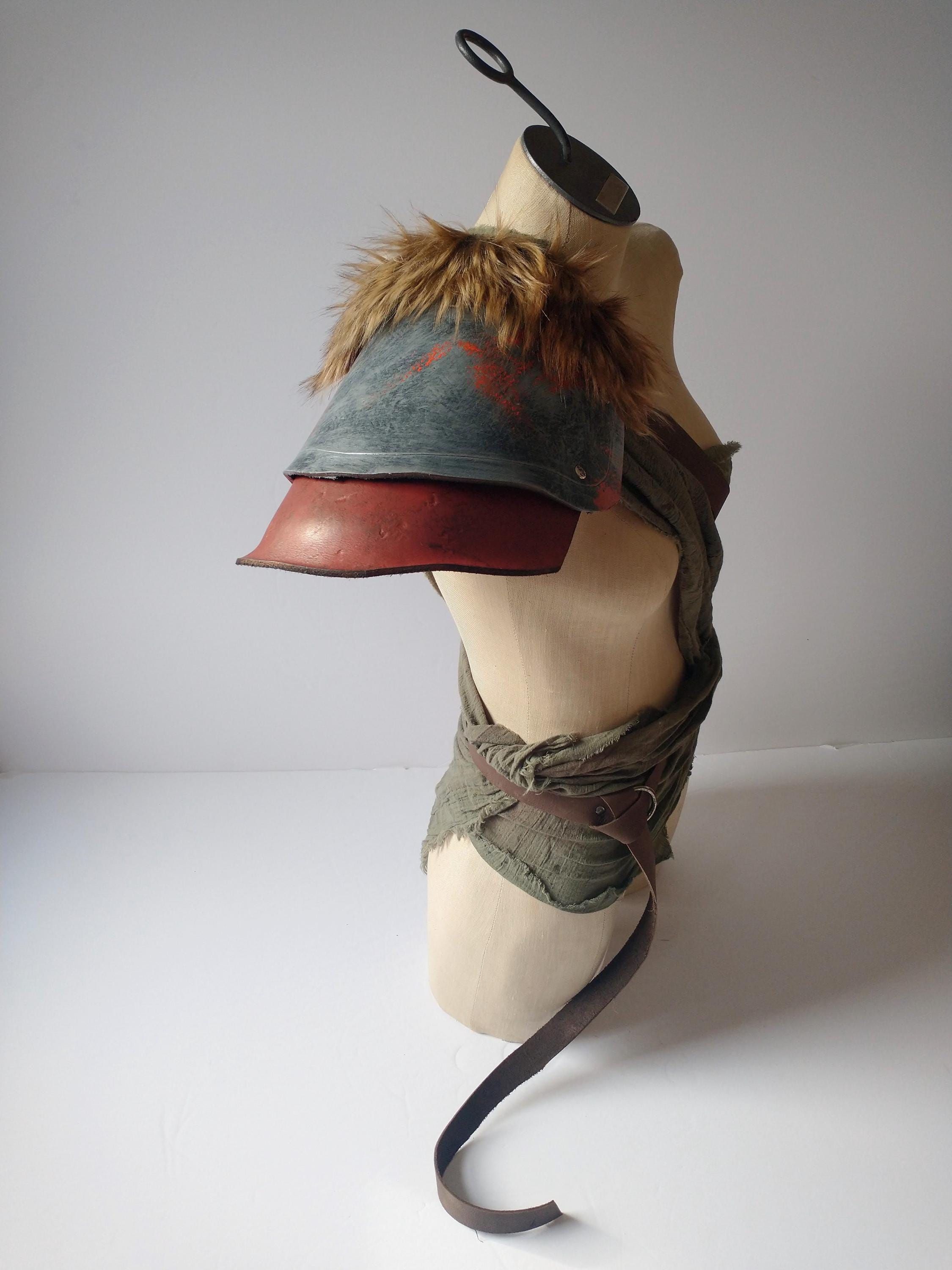 Distressed Leather Shoulder Armor Pauldron With Cotton Wrap and ...