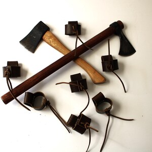 Distressed Earth Brown Leather Axe Loop, Belt Hang Utility Cuff, Hammer ...