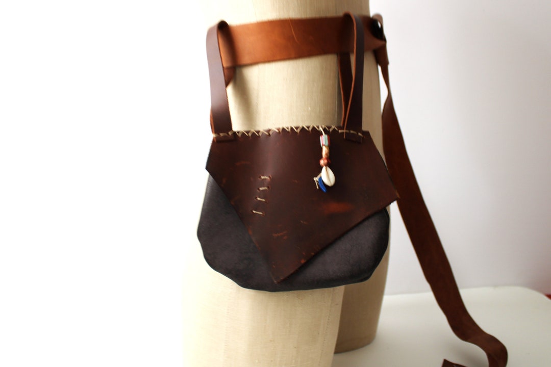 Primitive Distressed Small Leather Belt Bag Scavenger Waist - Etsy