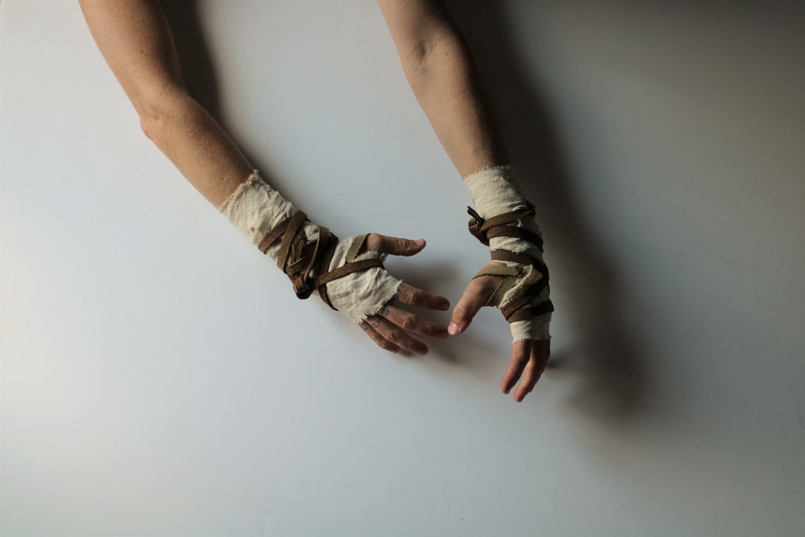 Distressed Undyed Cotton Hand Wraps Primitive Leather Fist - Etsy