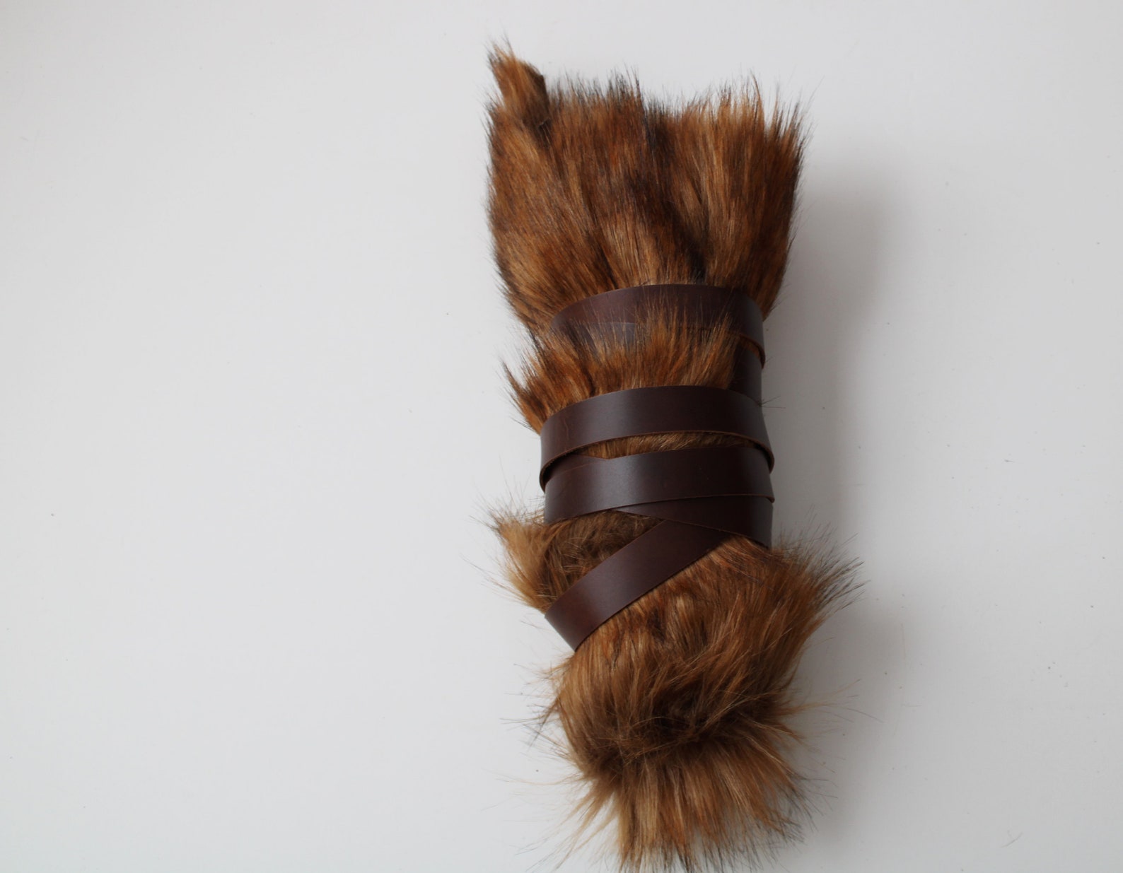 Chestnut Faux Wolf Fur Pelt, Leather Barbarian Shoulder Cowl - Etsy
