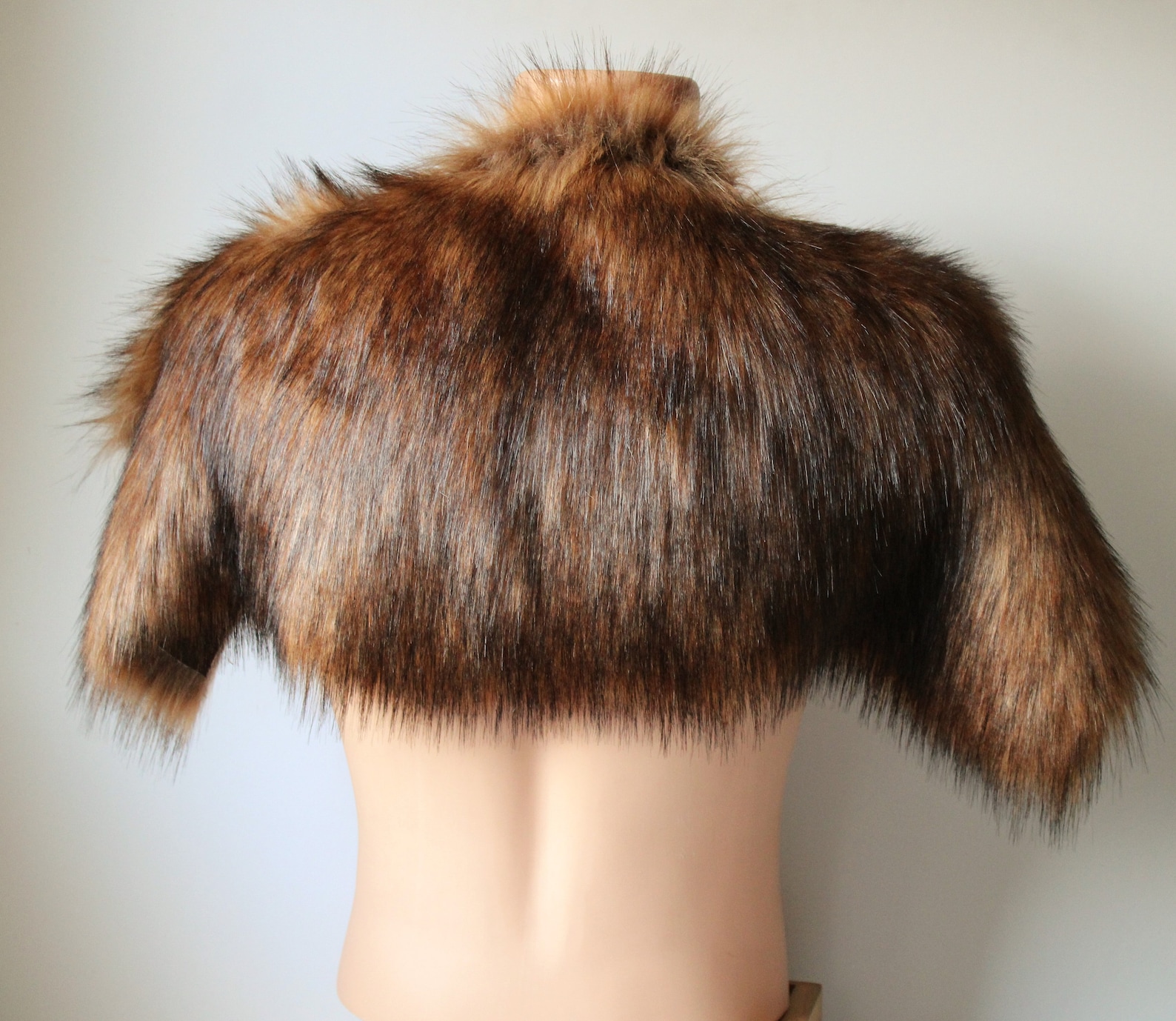 Chestnut Brown Faux Fur Shoulder Pelt, Leather Strap Viking Cowl - Etsy