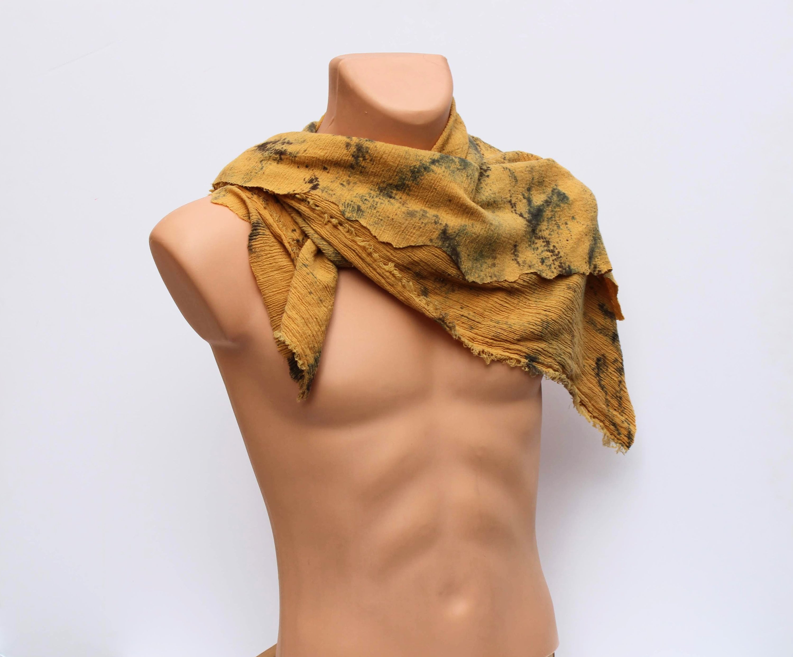 Post Apocalyptic Cotton Scarf, Splatter Dyed Bandana, Frayed Shawl - Etsy