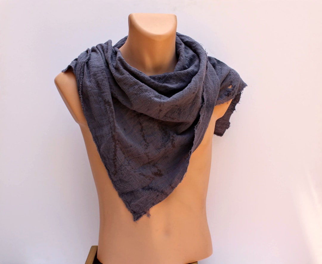 Distress Splatter Dyed Gray Bandana Scarf, Utility Wrap, Wasteland ...