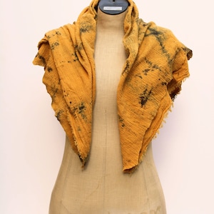 Post Apocalyptic Distressed Scarf, Splatter Dyed Gold Bandana, Ragged ...