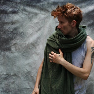 Drab Green Distressed Shawl, Utility Wrap, Wasteland Shemagh, Ragged ...