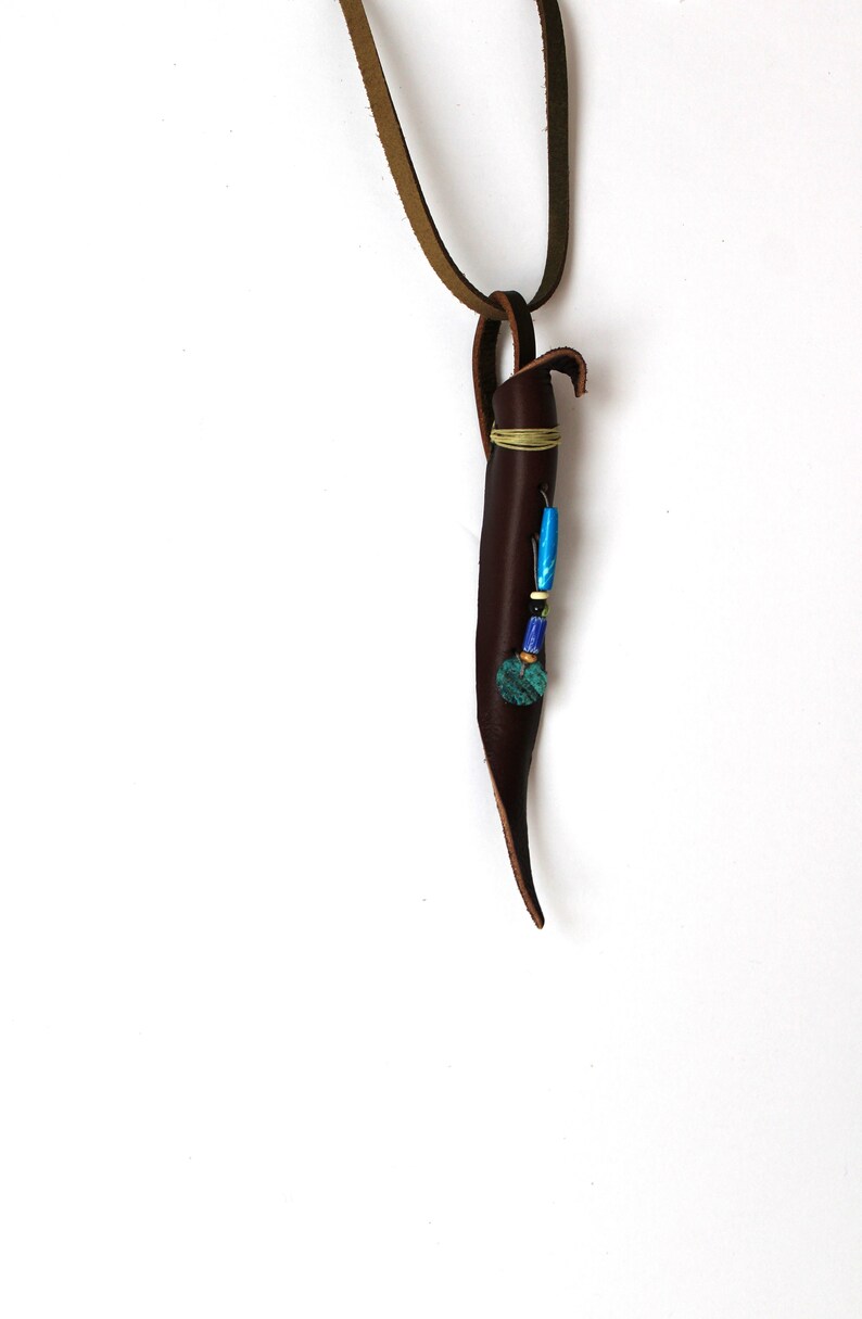 Primitive Leather Necklace, Talon Horn Pendant, Shaman Jewelry - Etsy