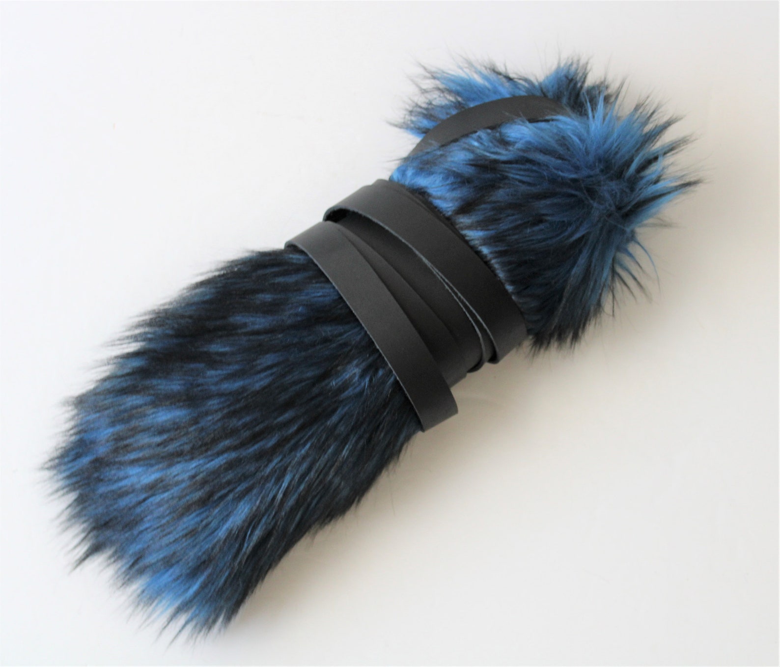 Blue Black Wolf Fur Mantle Leather Strap Barbarian Fur Collar - Etsy