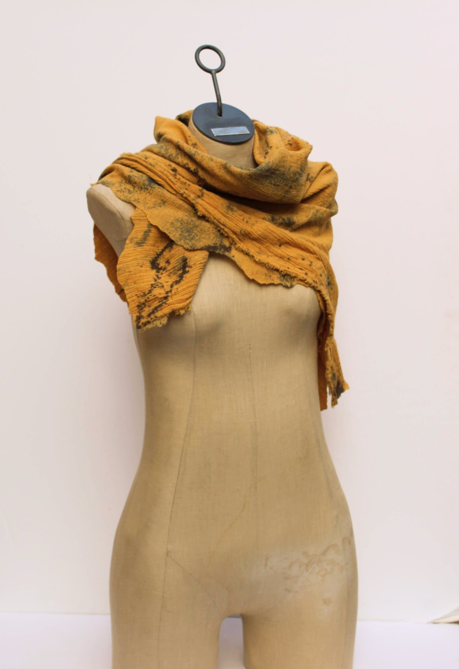Post Apocalyptic Distressed Scarf, Splatter Dyed Gold Bandana, Ragged ...