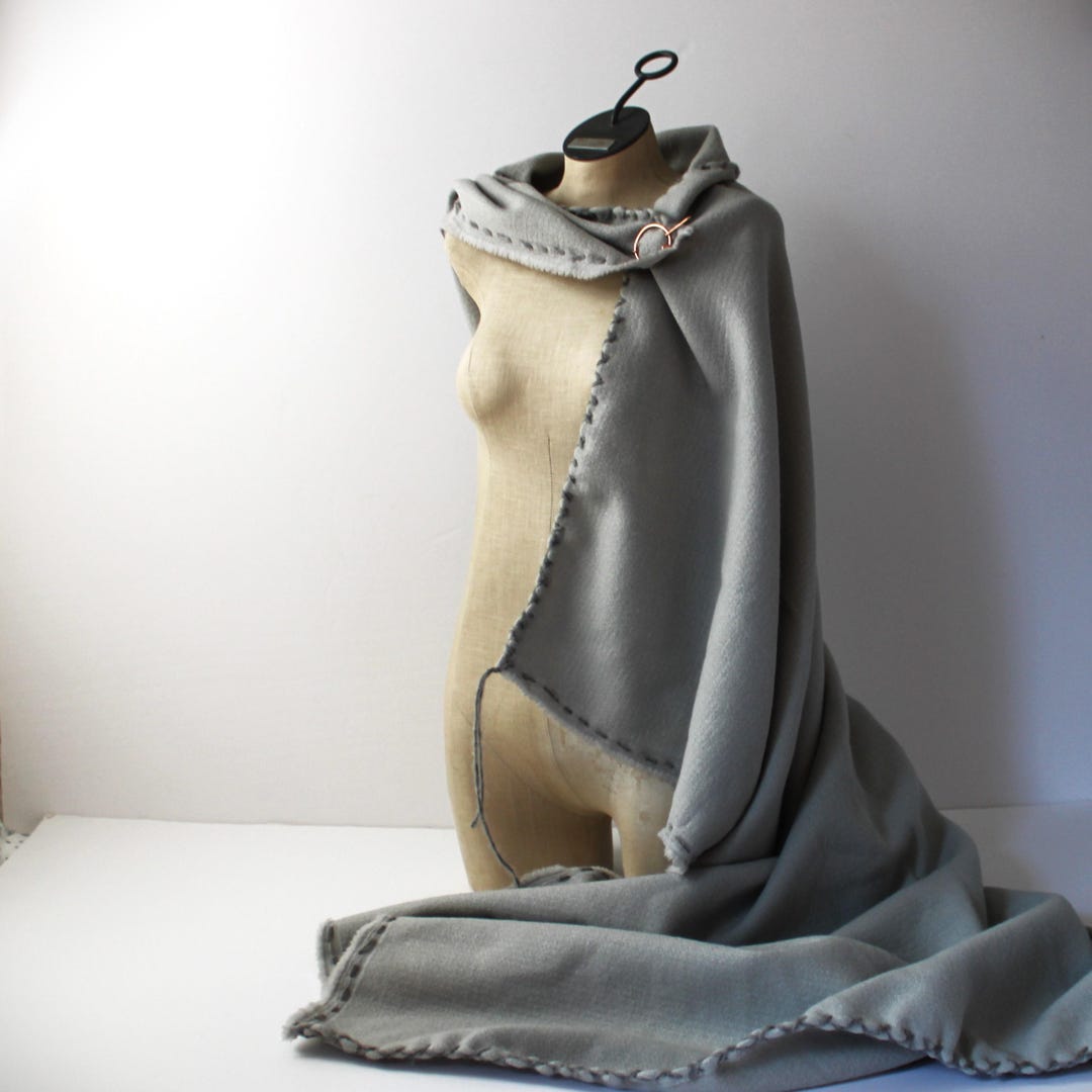 Pale Gray Heavyweight Wool Blend Blanket Cloak, Roman Medieval Viking ...