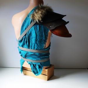 Distressed Leather Shoulder Slim Armor Pauldron, Cotton Shawl ...