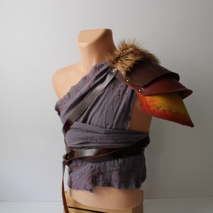 Distressed Leather Shoulder Slim Armor Pauldron and Wrap Scarf ...