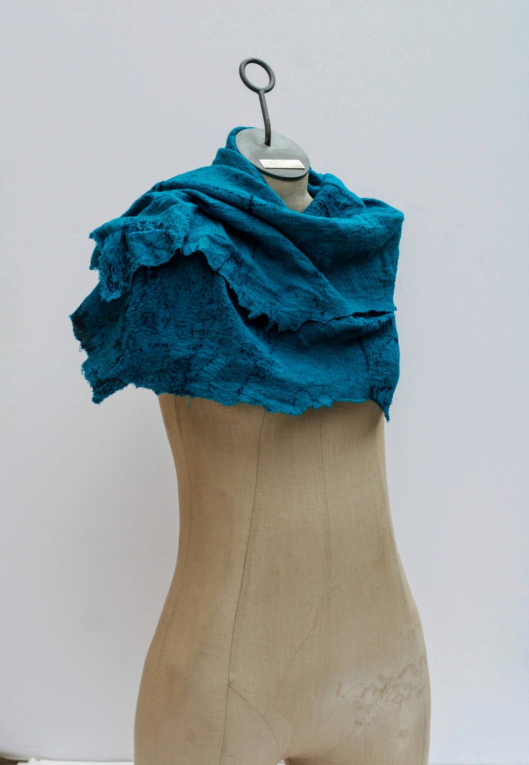 Distressed Small Shawl Splatter Blue Shoulder Wrap Ragged - Etsy