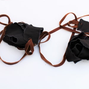 Distressed Charcoal Cotton Hand Wraps, Primitive Leather Fist Wraps ...