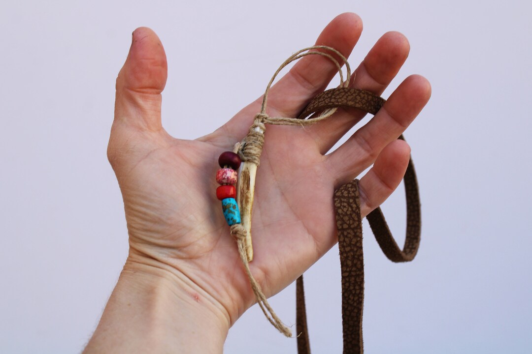 Primitive Leather Tribal Fang Tooth Necklace, Leather Cord, Burning Man ...