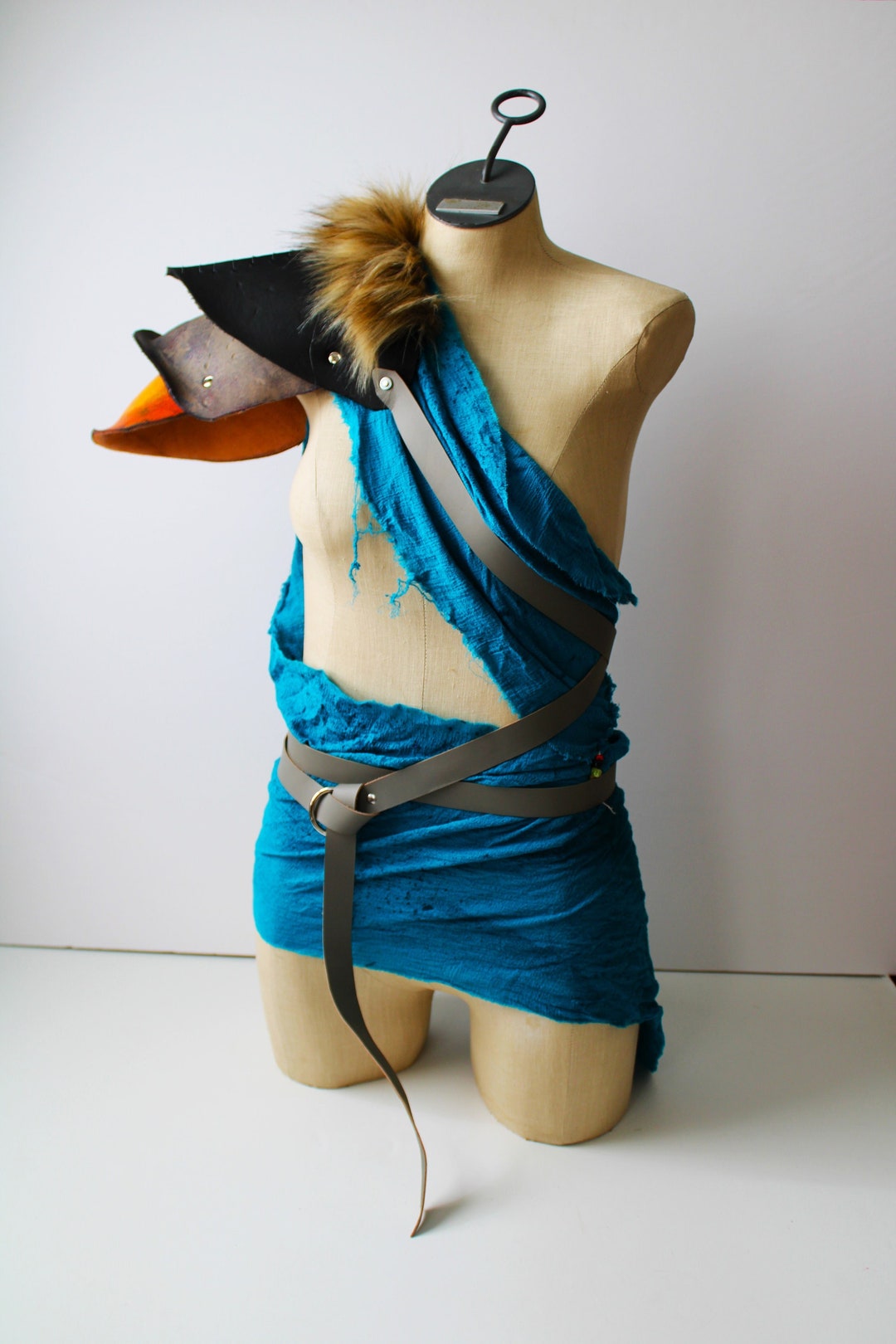 Distressed Leather Shoulder Slim Armor Pauldron, Cotton Shawl ...