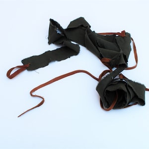 Distressed Cotton Leather Hand Wraps, Primitive Drab Green Fist Wraps ...