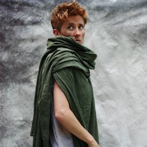 Drab Green Distressed Shawl, Utility Wrap, Wasteland Shemagh, Ragged ...