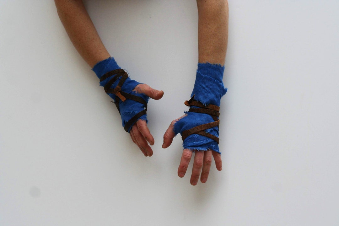 Distressed Blue Linen Ranger Wraps, Moyamensing Handmade Primitive Hand ...