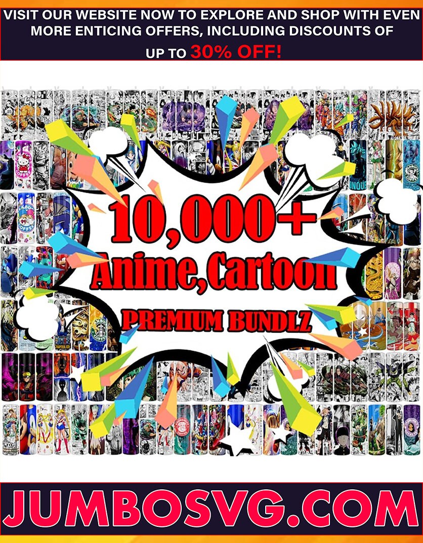 10,000 Anime & Manga Premium Bundle, Anime Tumbler Wraps, Skinny ...
