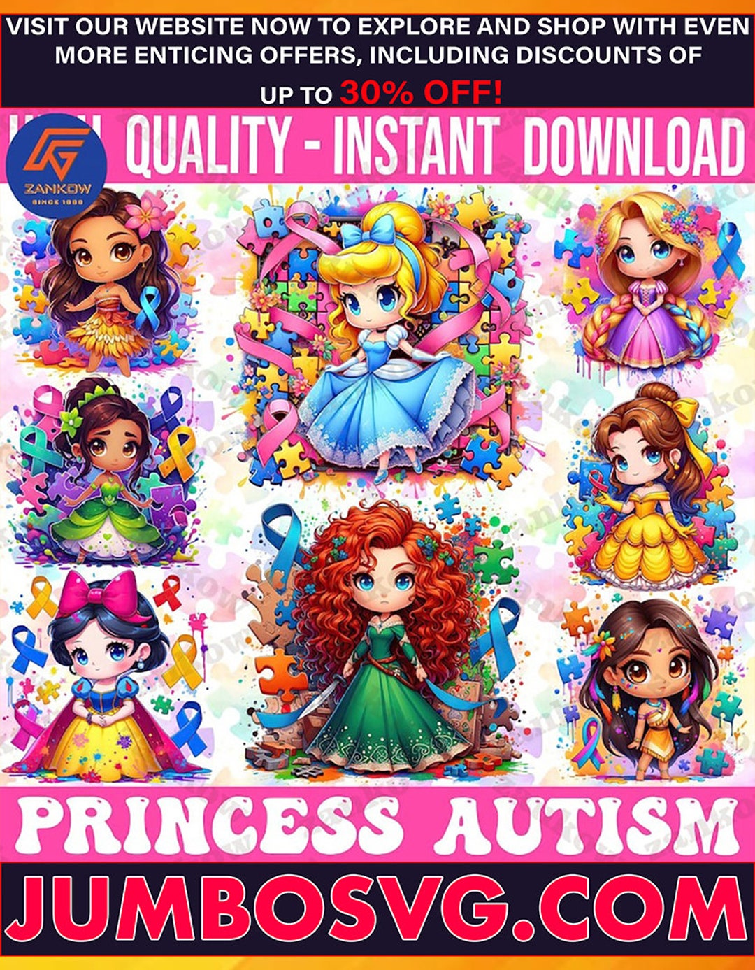 8 Autism Princess Png Bundle, Autism Awareness Png, Awareness Png, Be ...
