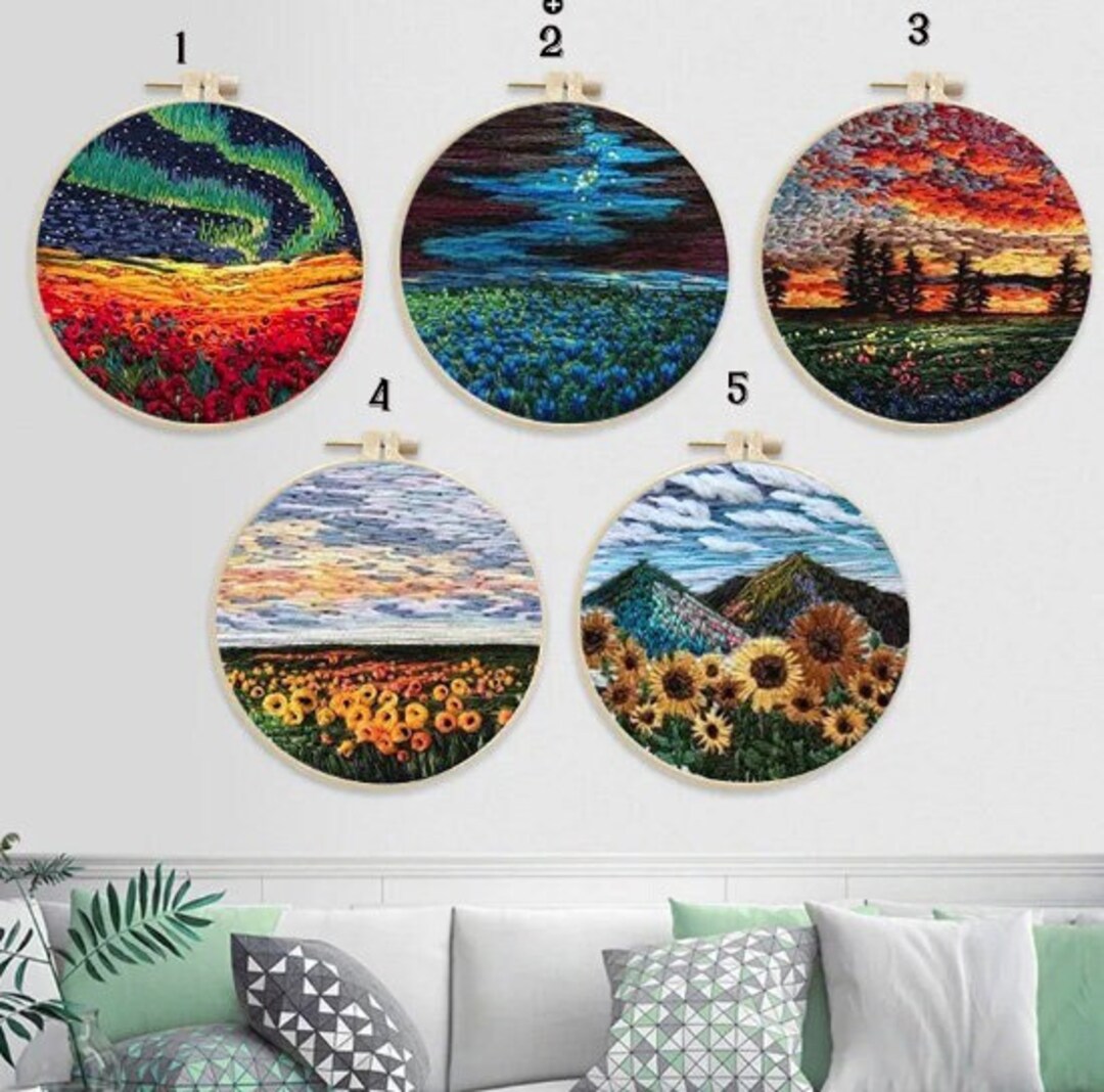 Beginner Embroidery Kit, DIY Scenery Embroidery Patterns, Adult Arts ...