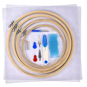 Embroidery Tool Set, 50 Piece Cross Stitch Starter Kit, DIY Needlepoint ...