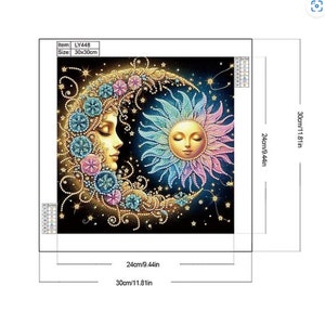 Moon & Sun Diamond Painting Kit: 5D DIY Art, Home Decor (11.81x11.81in ...