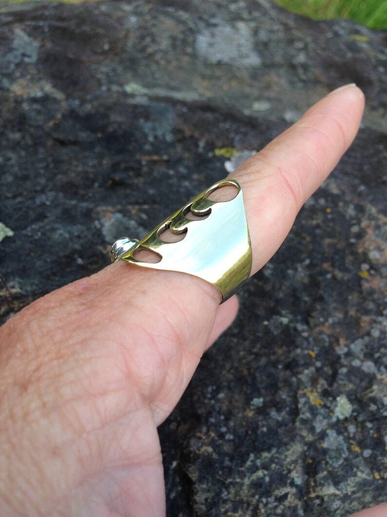 Brass Moon Phase Ring With Rainbow Moonstone / Gold Moon Ring | Etsy