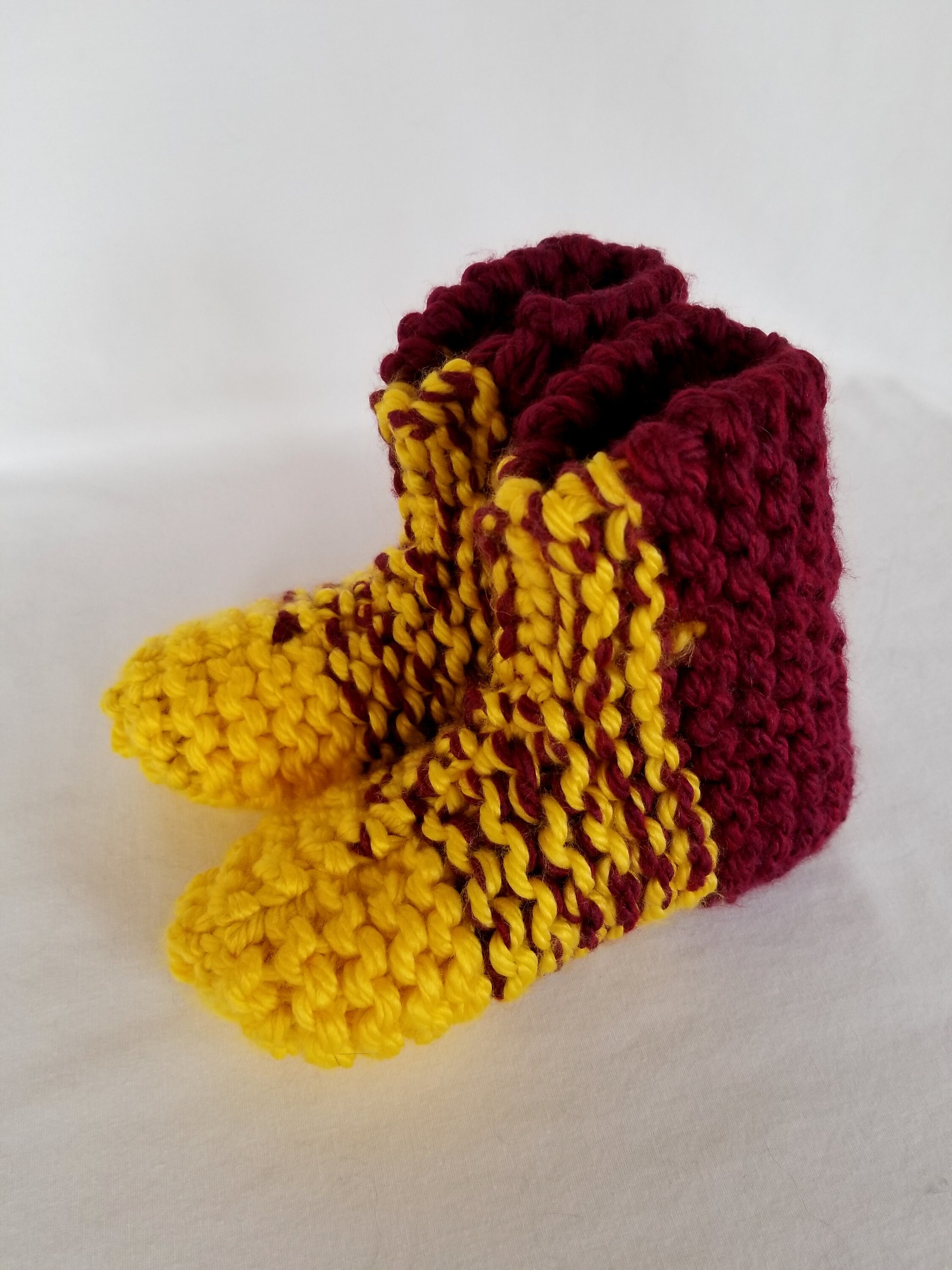 Maroon and Gold Knit Booty Slippers - Etsy