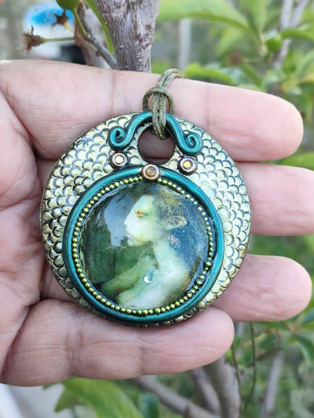 Forest Fairy Pendant , Polymer Ceramic Pendant, Fairy Pendant , Celtic ...