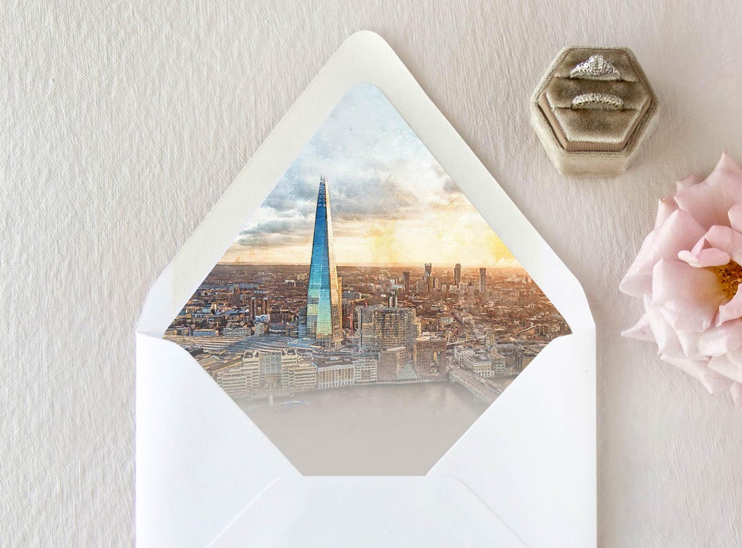 London Skyline Wedding Envelope Liner Digital Download 5.25x7.25 ...