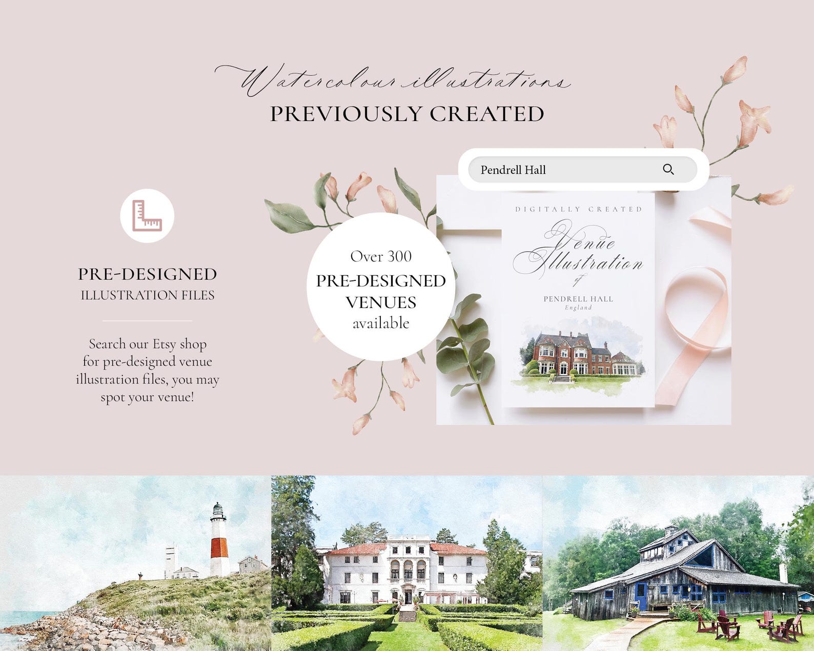 Wedding Venue Portrait Custom Venue, Digital Watercolor Art ...
