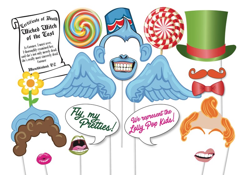 Wizard of OZ Photo booth Party Props Set HUGE 35 Piece | Etsy