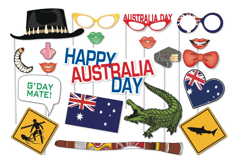 Great Australia Day Photo booth Party Props Set 42 Piece | Etsy