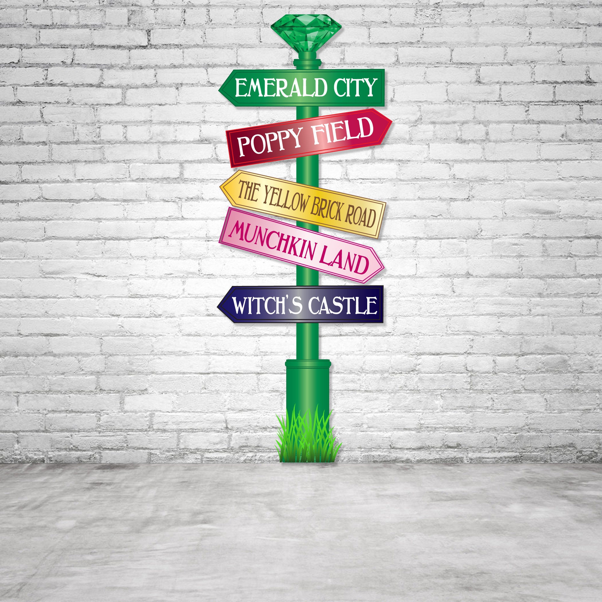 Wizard of OZ Directional sign Emerald City The Yellow brick | Etsy