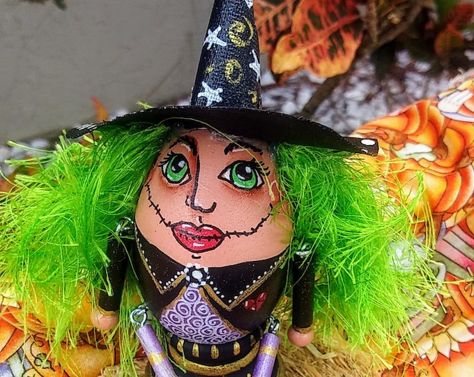 Witch Hand-painted Original Wooden Egg Signed and Dated - Etsy