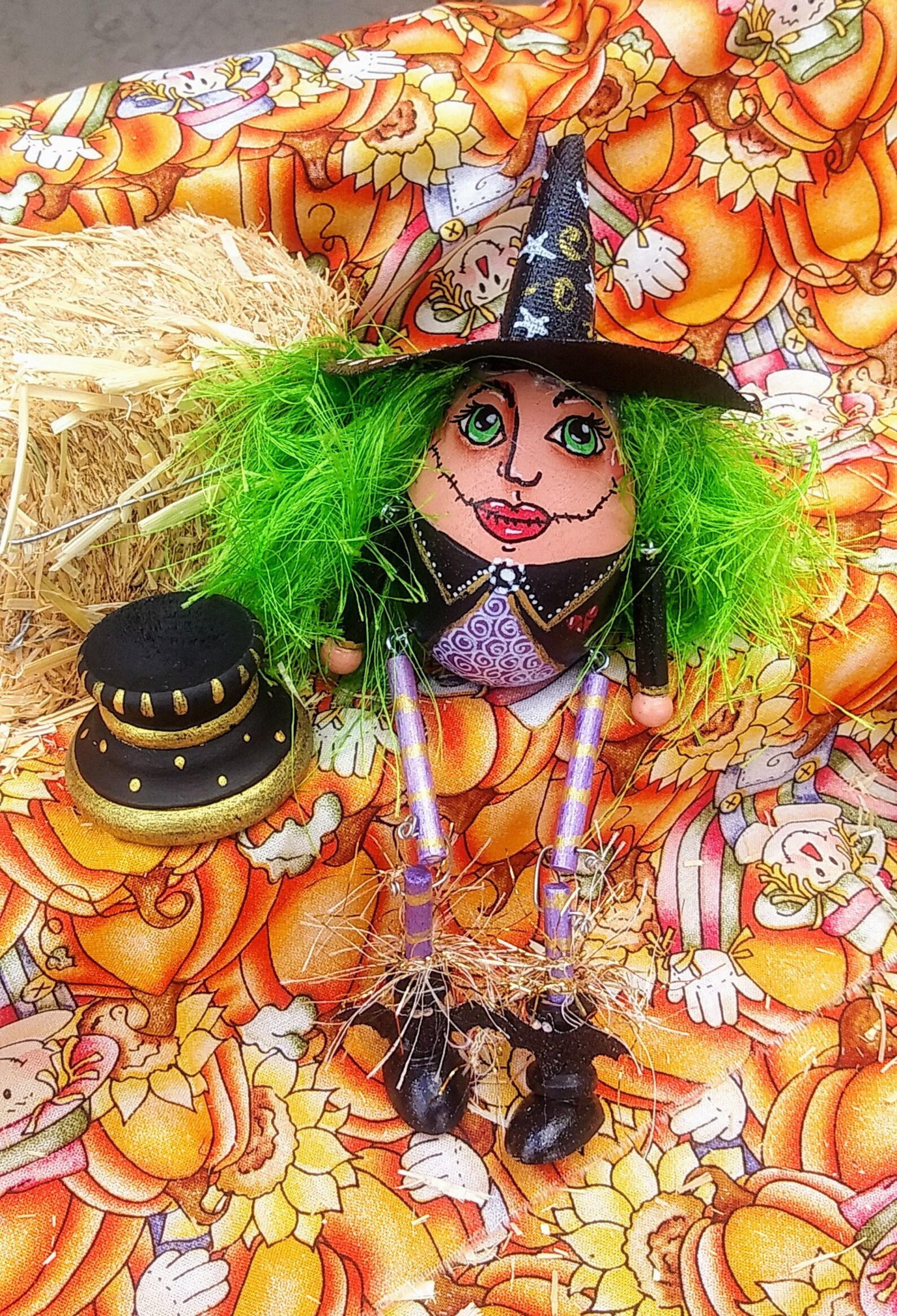 Witch Hand-painted Original Wooden Egg Signed and Dated - Etsy