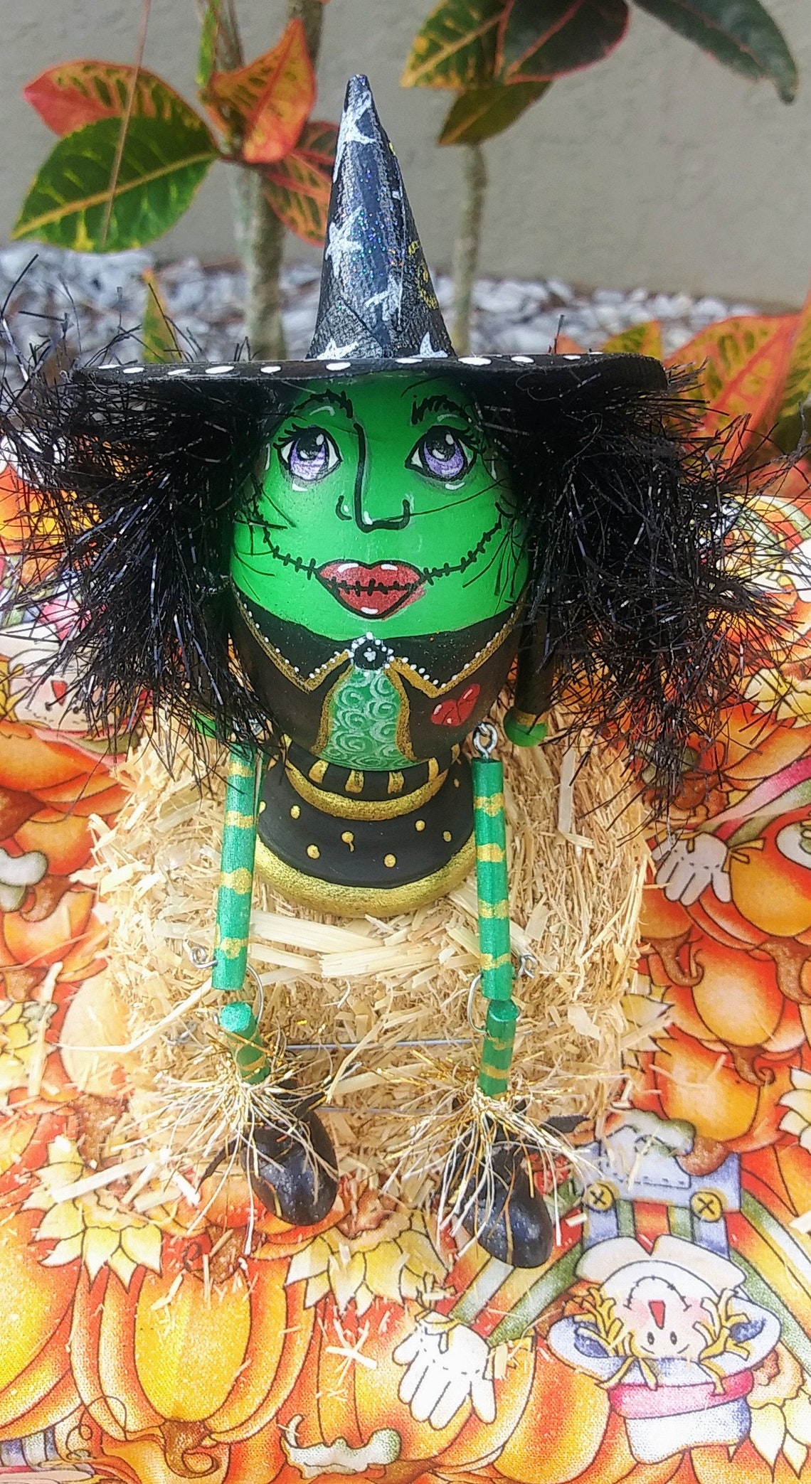Witch Hand-Painted original wooden egg signed and dated | Etsy