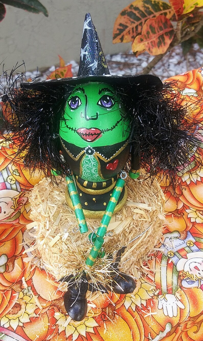 Witch Hand-painted Original Wooden Egg Signed and Dated - Etsy